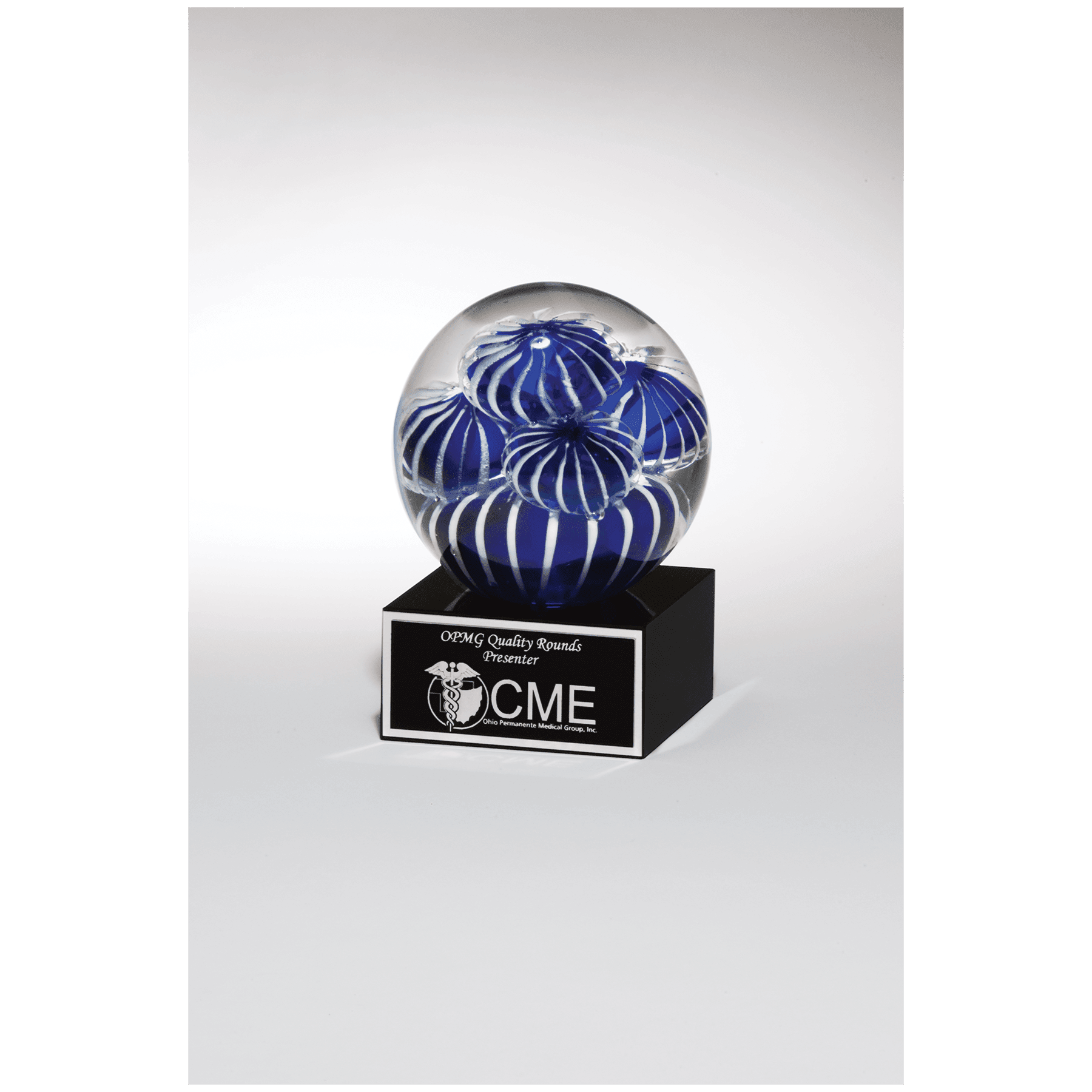 Blue and White Sea Anemone Art Glass Award - Aswell Trophy Ventura