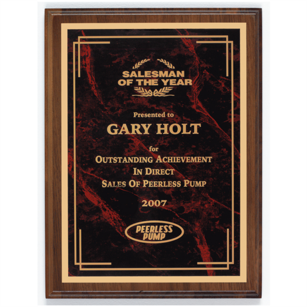 Solid Walnut Wood Plaque with Laser engraved Plate - Aswell Trophy