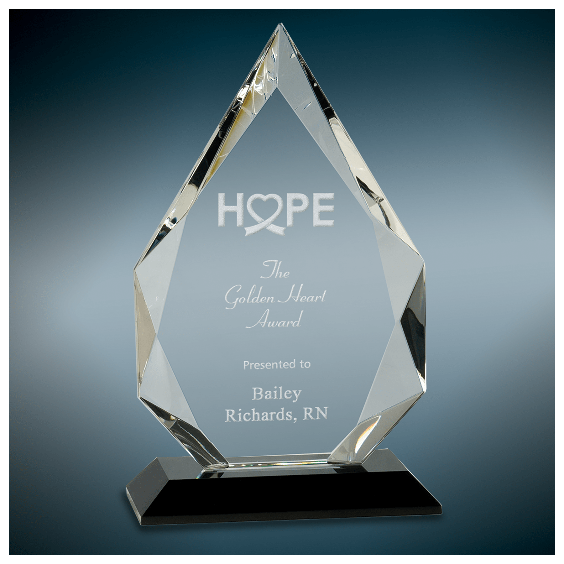 10 inch diamond Crystal Award Black base- Aswell Trophy Oxnard